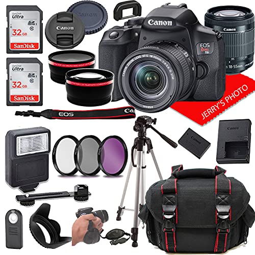 Canon Intl. Canon EOS Rebel T8i DSLR Camera w/Canon EF-S 18-55mm F/4-5.6 is STM Zoom Lens + Case + 64GB Memory (22pc Bundle) (Renewed)