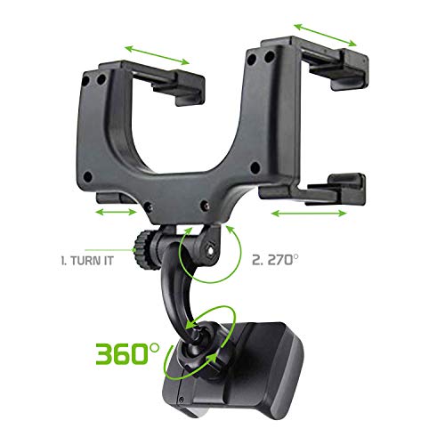 Cellet Vehicle Rear View Mirror Phone Holder Mount Universal Smartphone Cradle Compatible to iPhone 14 Pro Max Plus 13 12 11 XR XS SE Galaxy Z Flip Z Fold S22 S21 S20 S10 Google Map GPS Navigation