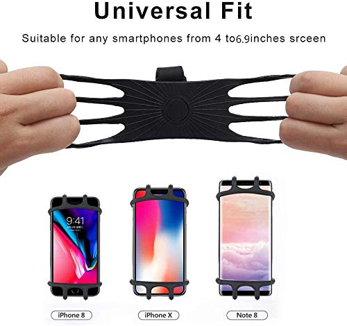 360°Rotation Cycling Bike Bicycle Phone Mount Holder Silicone Handlebar Case for Samsung Galaxy S21 FE, S20 Plus S21+, S22 S21 Ultra, A11 A12 A32 A52 A72, LG Stylo 6 V60 Moto G Stylus 4.0"-6.9" Phones