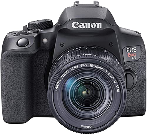 Canon Intl. Canon EOS Rebel T8i DSLR Camera w/Canon EF-S 18-55mm F/4-5.6 is STM Zoom Lens + Case + 64GB Memory (22pc Bundle) (Renewed)