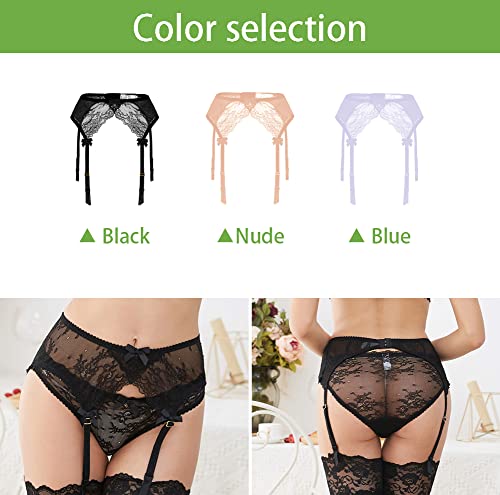 AWFOUGAR Sexy Lace Adjustable Garter Belt High Waisted Hollow Out Lace Suspender Garter Belts for Women