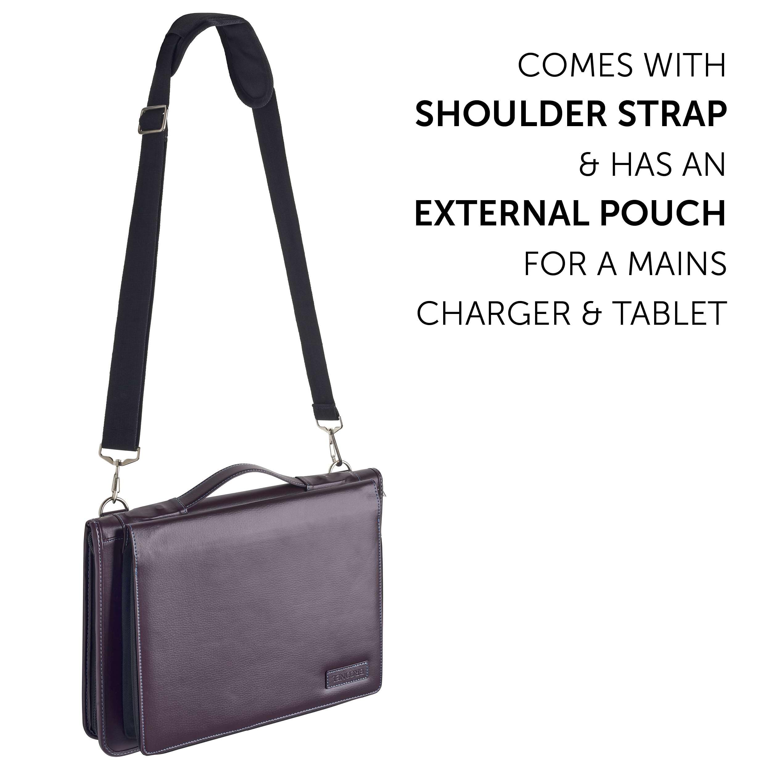 Broonel Purple Leather Laptop Messenger Case - Compatible with Toshiba Satellite Radius 12 / Toshiba Satellite Radius 11