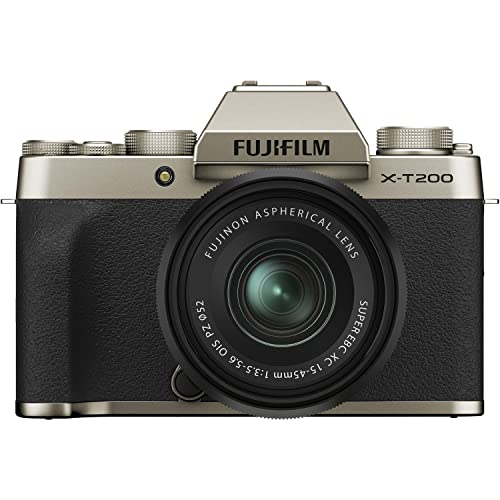 Fujifilm X-T200 Mirrorless Digital Camera w/XC15-45mm Kit - Champagne Gold