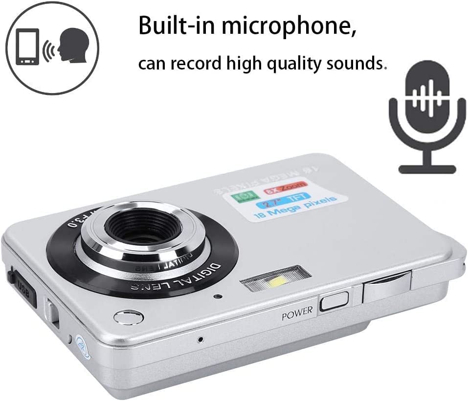 Digital Cameras for Kids Digital Video Camera, Full HD 1080P Video Recorder, 2.7" Screen Rechargeable Pocket Camera Built-in Microphone, Different Scene for Beginners