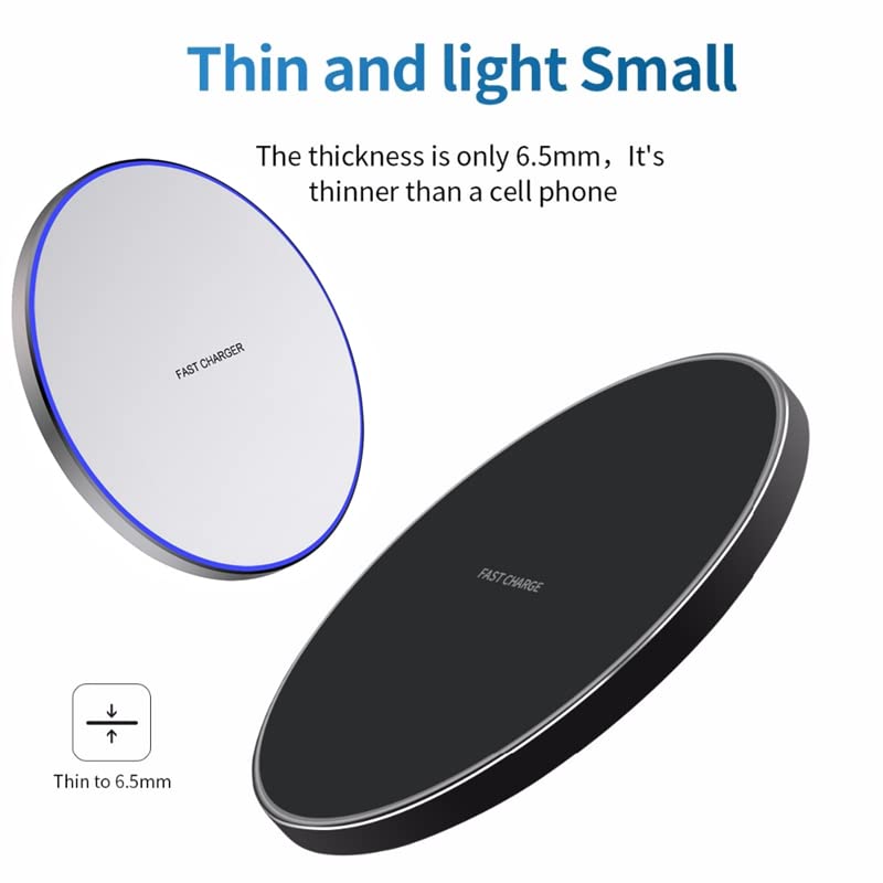Wireless Charger Fast Charging Pad Certified QI Compatible with Apple iPhone 13/12/SE/11/X/XR/8, AirPods, Samsung Galaxy/Note S21/S20/S9, Galaxy Buds