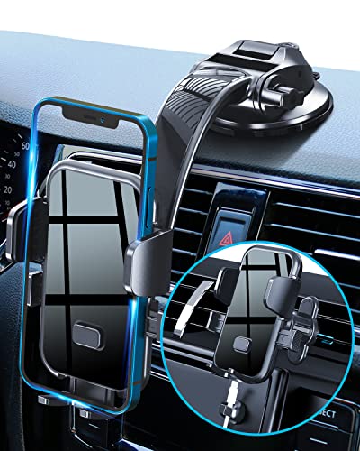 Upgraded Phone Mount for Car,[Easy One Touch Button] Car Phone Holder Mount for Dashboard Windshield Air Vent,Car Accessories for iPhone, All iOS & Android Cell Phone Gifts for Men