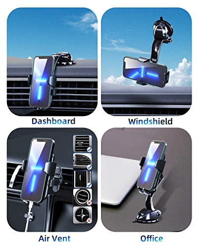 Upgraded Phone Mount for Car,[Easy One Touch Button] Car Phone Holder Mount for Dashboard Windshield Air Vent,Car Accessories for iPhone, All iOS & Android Cell Phone Gifts for Men