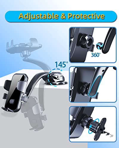 Upgraded Phone Mount for Car,[Easy One Touch Button] Car Phone Holder Mount for Dashboard Windshield Air Vent,Car Accessories for iPhone, All iOS & Android Cell Phone Gifts for Men