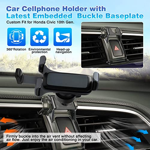 Sunsdrew Custom Fit for Car Phone Holder Honda Civic 2016-2021 Sedan Hatchback Air Vent Cell Phone Mount Handsfree Thick Case Friendly Car Mount for iPhone, Samsung, Moto, Nokia and Other Smartphones