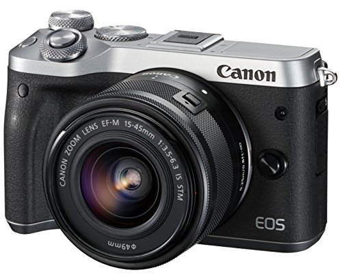 Canon mirrorless Single-Lens Camera EOS M6 Lens Kit (Silver) EF-M15-45mm F3.5-6.3 is STM- International Version (No Warranty)