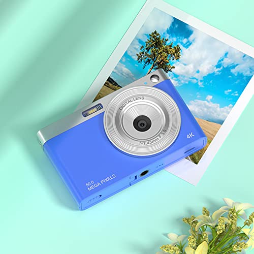2022 New 4K Digital Camera for Kids, 16x Digital Zoom and Autofocus Compact Camera, 750mAh Batteries, Supports 32GB SD Card, for Teens, Elder,Beginners(Blue)