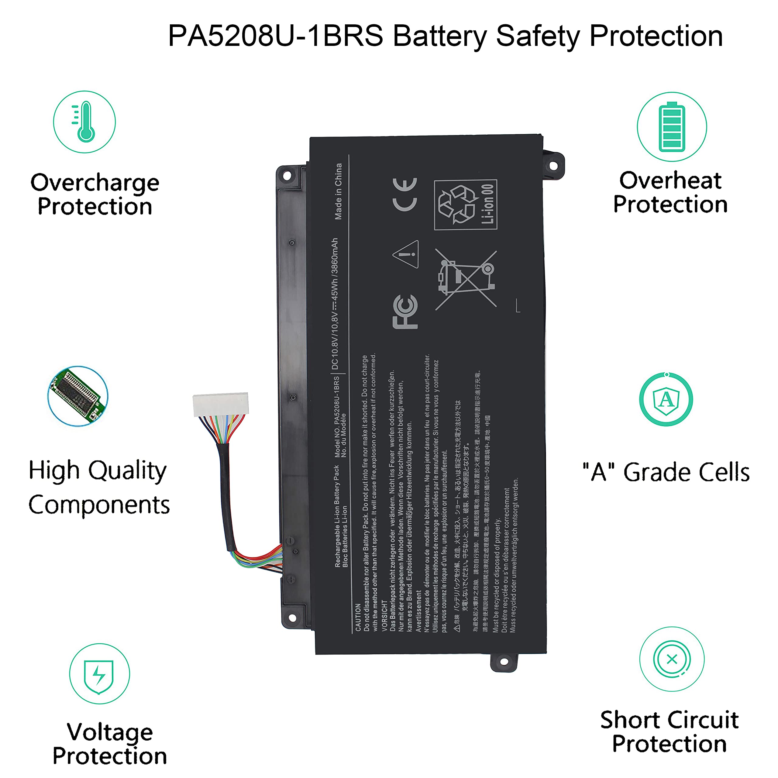 Gomarty PA5208U-1BRS Battery Compatible with Toshiba Satellite P55W E45W E45W-C4200X E45W-C4200 P55W-C5204 P55W-C5208 P55W-C5200X P55W-C5314; Chromebook CB35-B3330 CB35-B3340 CB35-C3300 CB35-C3350