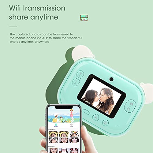 Instant Print Camera, 2.4 Inch IPS Screen Cartoon Print Camera, 200DPI Print Resolution, Maximum Support 32GB Memory Card Card