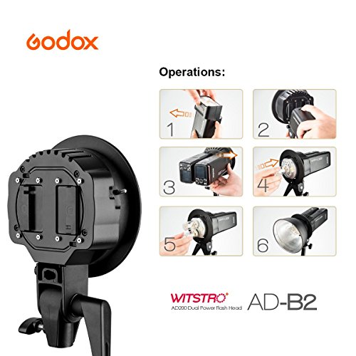 Godox AD-B2 Dual Power Twin Head Bowens Mount to Install 2 Godox AD200 or AD200 Pro Pocket Flash or Flashpoint eVOLV 200 TTL Modular Strobe Light Together to Achieve 400W Power Output