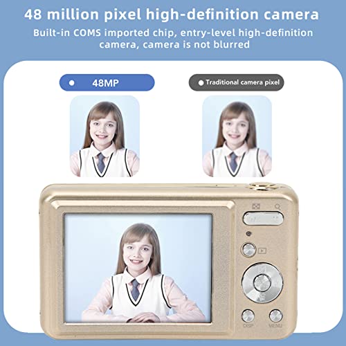 Portable Digital Camera, 8X Optical Zoom Continuous Shooting 48MP Digital Camera Automatic White Balance for Beginners