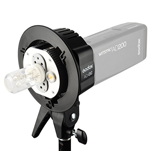 Godox AD-B2 Dual Power Twin Head Bowens Mount to Install 2 Godox AD200 or AD200 Pro Pocket Flash or Flashpoint eVOLV 200 TTL Modular Strobe Light Together to Achieve 400W Power Output