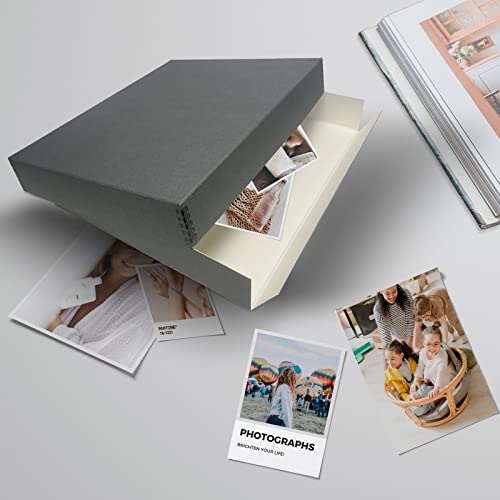 Lineco Acid Free Archival 16" x 20" Print Photo Storage Box with Metal Edge, Drop Front Design. Protect Store Photos, Documents, Crafts, Cards, Prints, DIY. Blue/Gray