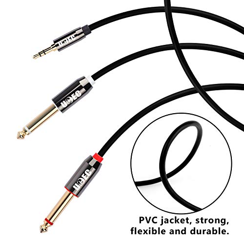 UCEC 10FT/3M 3.5mm 1/8" TRS to Dual 6.35mm 1/4" TS Mono Y-Cable Splitter Cord with Zinc Alloy Housing for iPhone, iPod, Laptop, CD Players, Power Amplifier, Multimedia Speakers, Home Stereo Systems