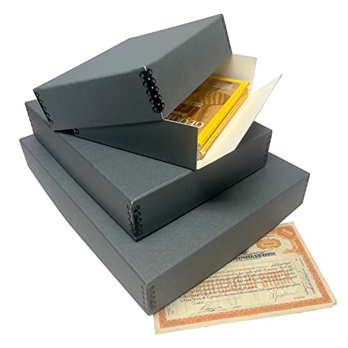 Lineco Acid Free Archival 16" x 20" Print Photo Storage Box with Metal Edge, Drop Front Design. Protect Store Photos, Documents, Crafts, Cards, Prints, DIY. Blue/Gray