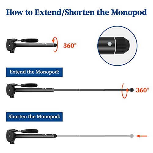 VICTIV Tripod, 72" Camera Tripod, Tripod for Camera with Remote and Phone Holder, 2 in 1 Aluminum Monopod Tripod for Video Photography, Compatible with Canon/Nikon/DSLR/iPhone/Spotting Scopes-NT72
