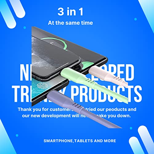 Multi Charging Cable β 2-Pack 3 in 1 Charging Cable for Car, Office β Liquid Silicone Rubber Phone Charger Type C Cable, Micro USB β Compatible with iPhone, Tablet, Samsung, Huawei