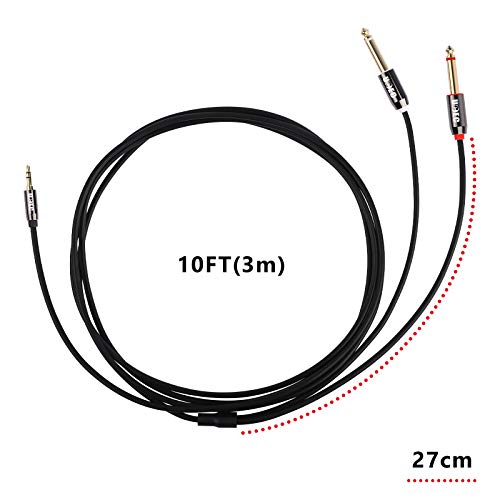 UCEC 10FT/3M 3.5mm 1/8" TRS to Dual 6.35mm 1/4" TS Mono Y-Cable Splitter Cord with Zinc Alloy Housing for iPhone, iPod, Laptop, CD Players, Power Amplifier, Multimedia Speakers, Home Stereo Systems