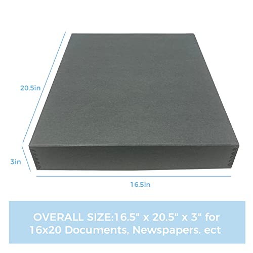 Lineco Acid Free Archival 16" x 20" Print Photo Storage Box with Metal Edge, Drop Front Design. Protect Store Photos, Documents, Crafts, Cards, Prints, DIY. Blue/Gray