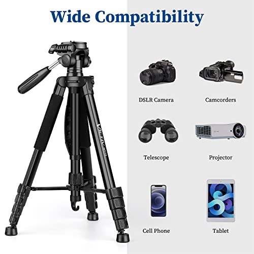 VICTIV Tripod, 72" Camera Tripod, Tripod for Camera with Remote and Phone Holder, 2 in 1 Aluminum Monopod Tripod for Video Photography, Compatible with Canon/Nikon/DSLR/iPhone/Spotting Scopes-NT72