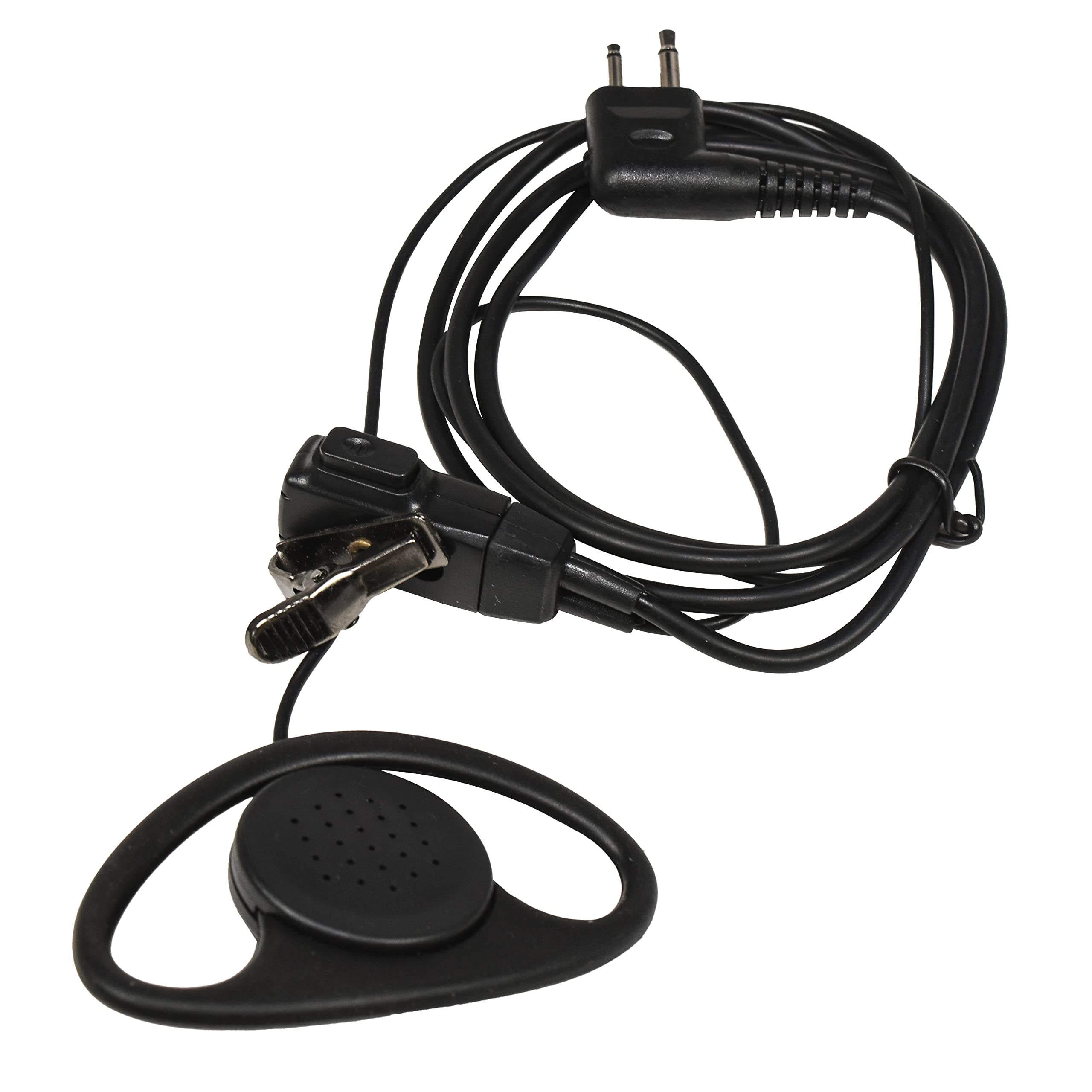 HQRP 2-Pack D Shape Earpiece Headset PTT Mic Compatible with Motorola RDV-5100, RDV-2020, AU-1200, AV-1200 Sun Meter