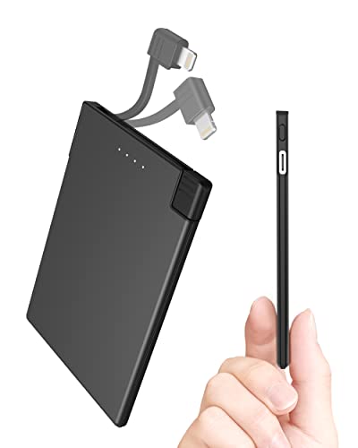 TNTOR Portable Charger for iPhone Built in Lightning Cable(MFi Apple Certified), 3500mAh Ultra Slim External Battery, Fast Charge Power Bank for iPhone 14/13/12/11 Pro/X/8 etc