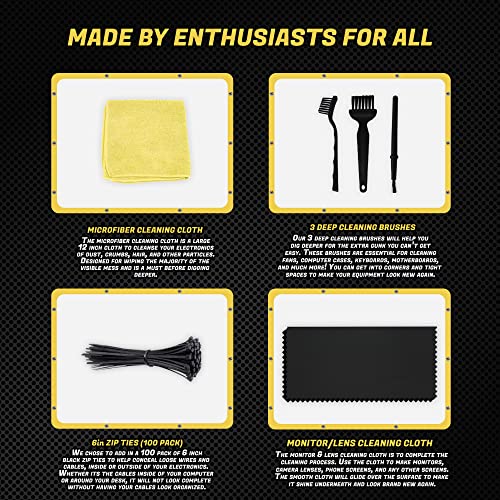 Enimatic 6-in-1 Professional PC Cleaning Kit | Computer Cleaning Kit to Clean Up Computer Hardware & Fans | Desktops, PCs, Fans, & Laptop Cleaning Kit