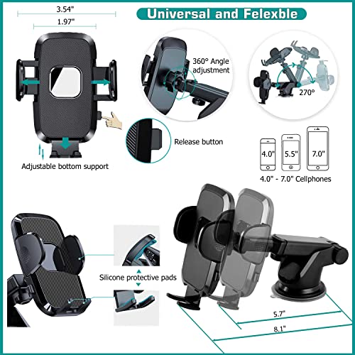 Mariety Universal Phone Mount for Car - 4-in-1 for Dashboard - Windshield - Air Vent β Desk - Car Phone Holder Mount - Cell Phone Holder Car - Car Phone Mount