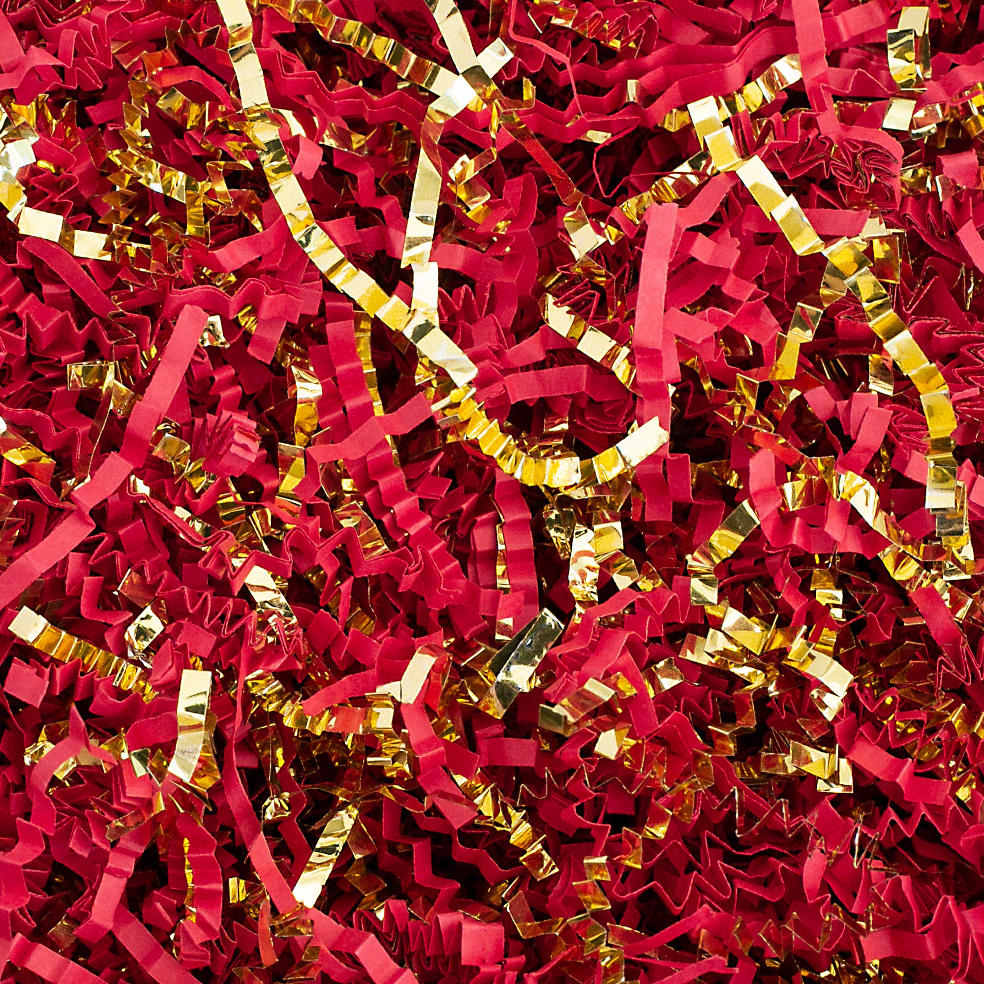 MagicWater Supply Crinkle Cut Paper Shred Filler (4 oz) for Gift Wrapping & Basket Filling - Red & Gold