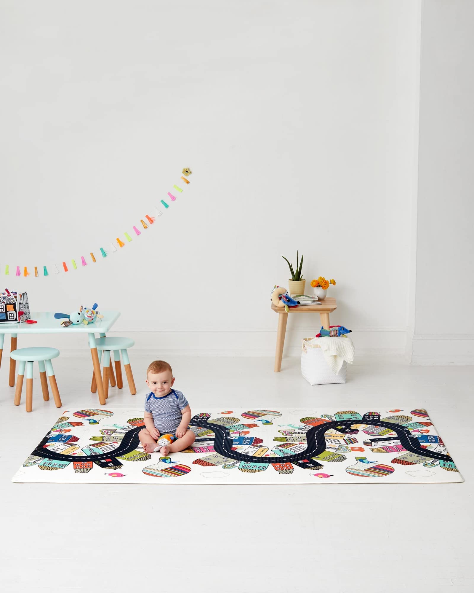 Skip Hop Baby Play Mat, Reversible Foam Floor Mat, 86" x 52", Vibrant Village