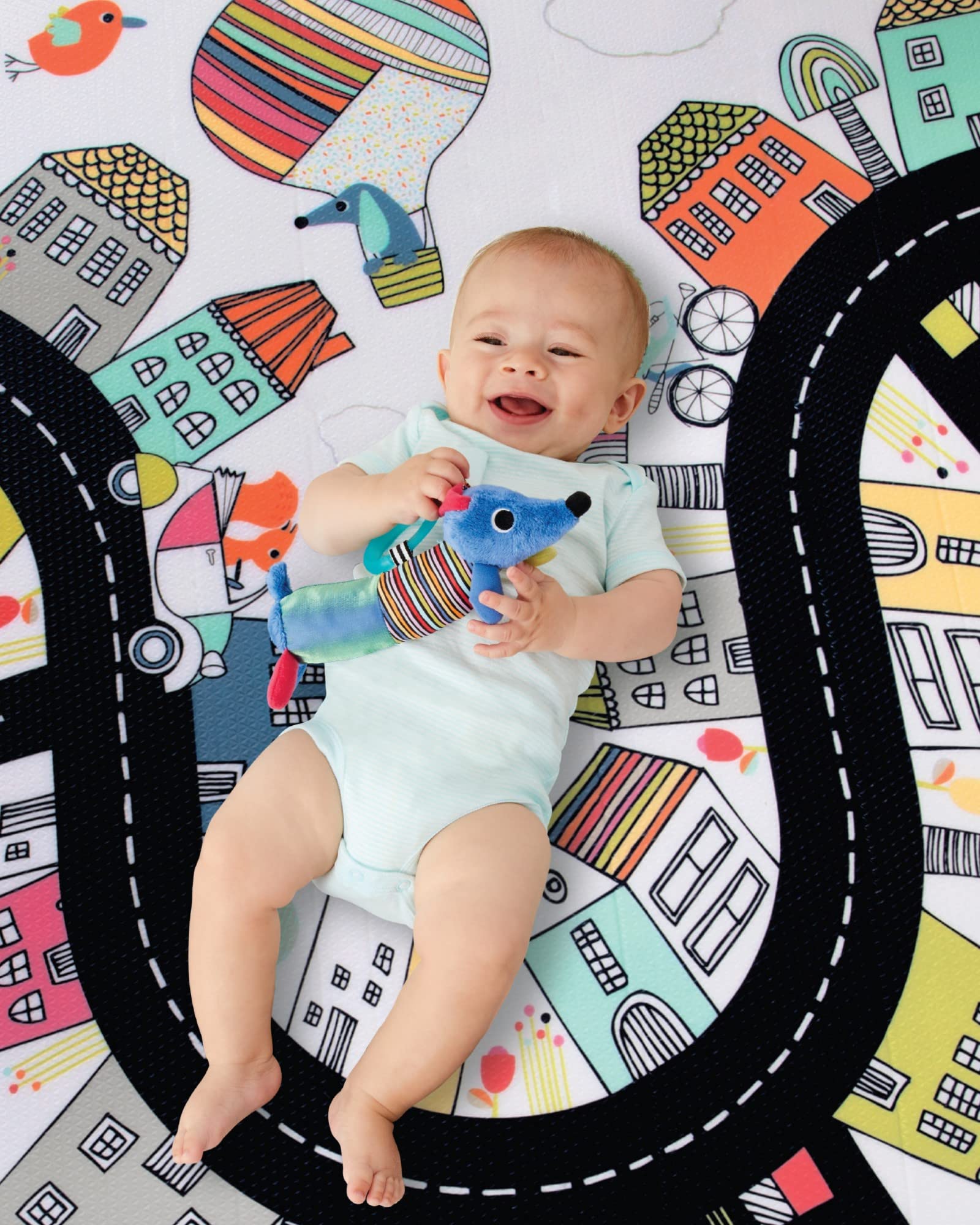 Skip Hop Baby Play Mat, Reversible Foam Floor Mat, 86" x 52", Vibrant Village
