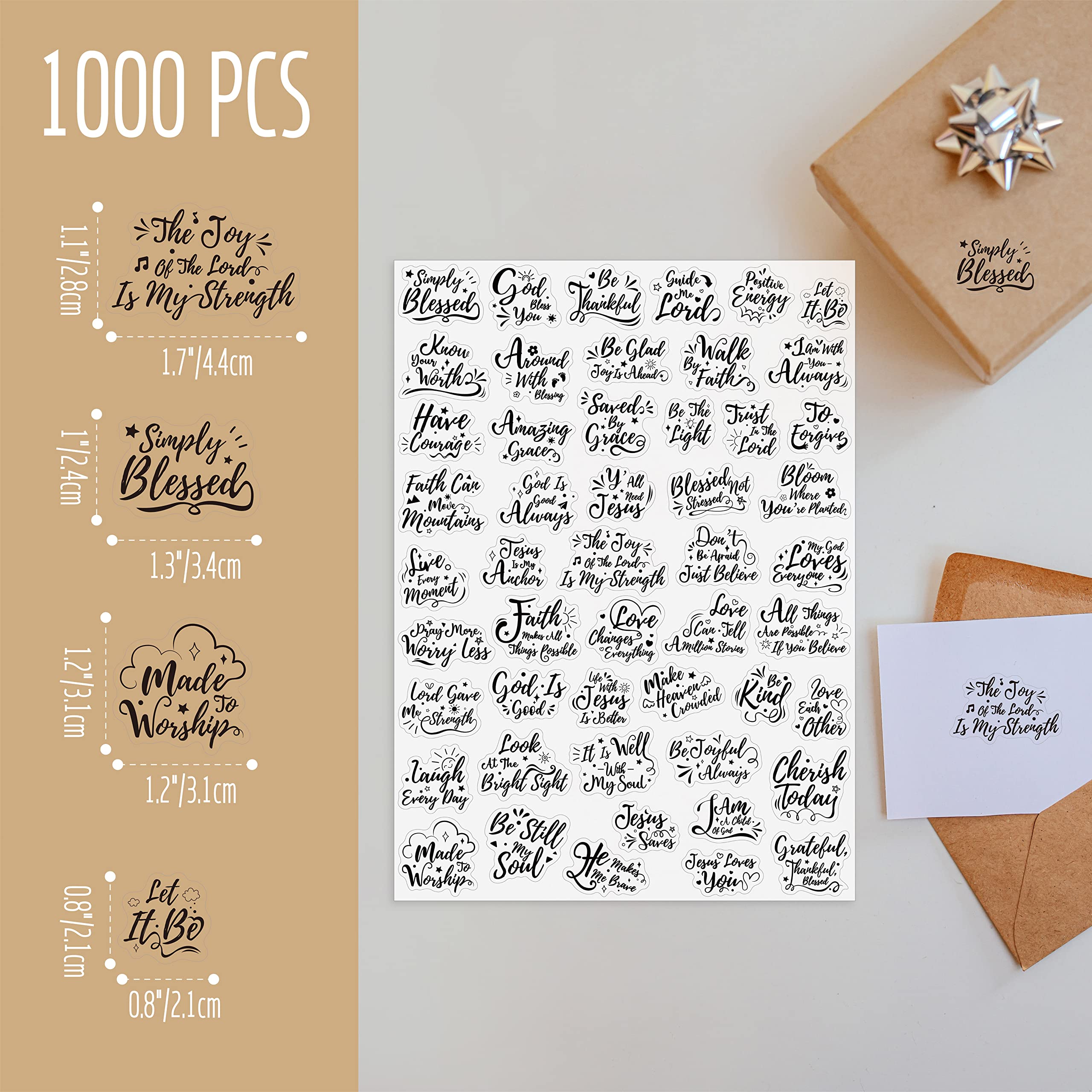 1000 PCS Bible Verse Stickers, Clear Inspirational Pray Stickers Encouraging Scripture Decals Jesus Christian Religious Faith Labels for Scrapbooks Bottles Computer Planner Diary Album Kids Adults