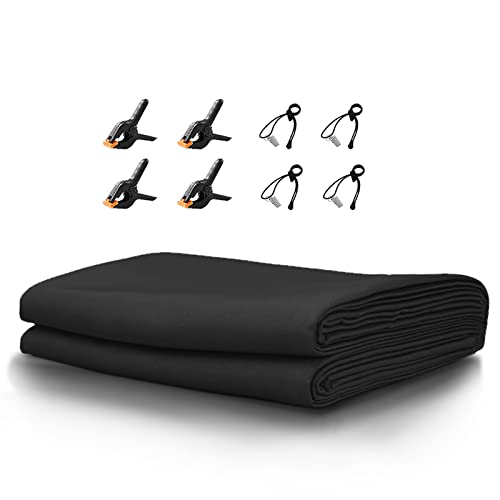 10x20ft Black Backdrop for Photography, CPLIRIS Pure Polyester Black Photo Booth Backdrop Collapsible Black Screen Curtain with 4 Spring Clamps and 4 Backdrop Clips for Photoshoot, Party and Video