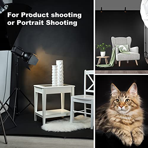 10x20ft Black Backdrop for Photography, CPLIRIS Pure Polyester Black Photo Booth Backdrop Collapsible Black Screen Curtain with 4 Spring Clamps and 4 Backdrop Clips for Photoshoot, Party and Video