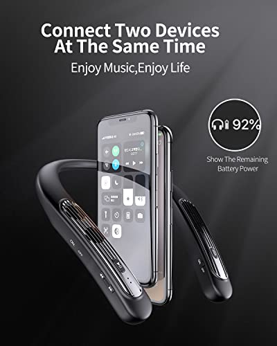 Neckband Bluetooth Speakers,BBH-939 Portable Bluetooth Speakers Wireless Wearable Speaker CVC 8.0 Noise Cancelling 3D Surround Sound Personal Sport Speaker with Mic for Home&Outdoor (Black 2023)