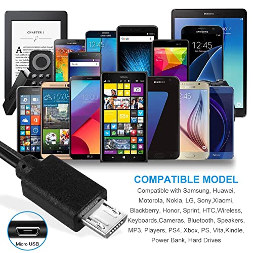 Micro USB Fast Charger, Android Charger with Android Cable, Dual Port USB Wall Charger, Compatible with Samsung Galaxy S7 S6 J8 J7 Note 5,Kindle,LG,PS4,Camera, with 6.6FT Micro USB Cable (Black)
