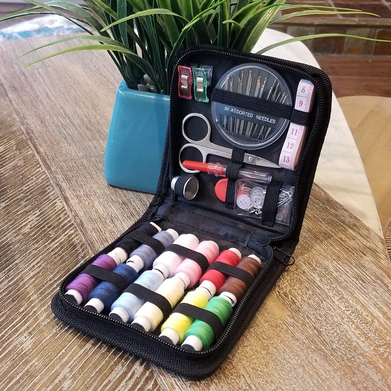 Artika Travel Sewing Kit for Adults & Kids - Mini Size, Beginner Emergency Needle and Thread Kit w/ Scissors, Thimble, Tape Measure, Thread Tape and Clips - Sewing Supplies and Accessories