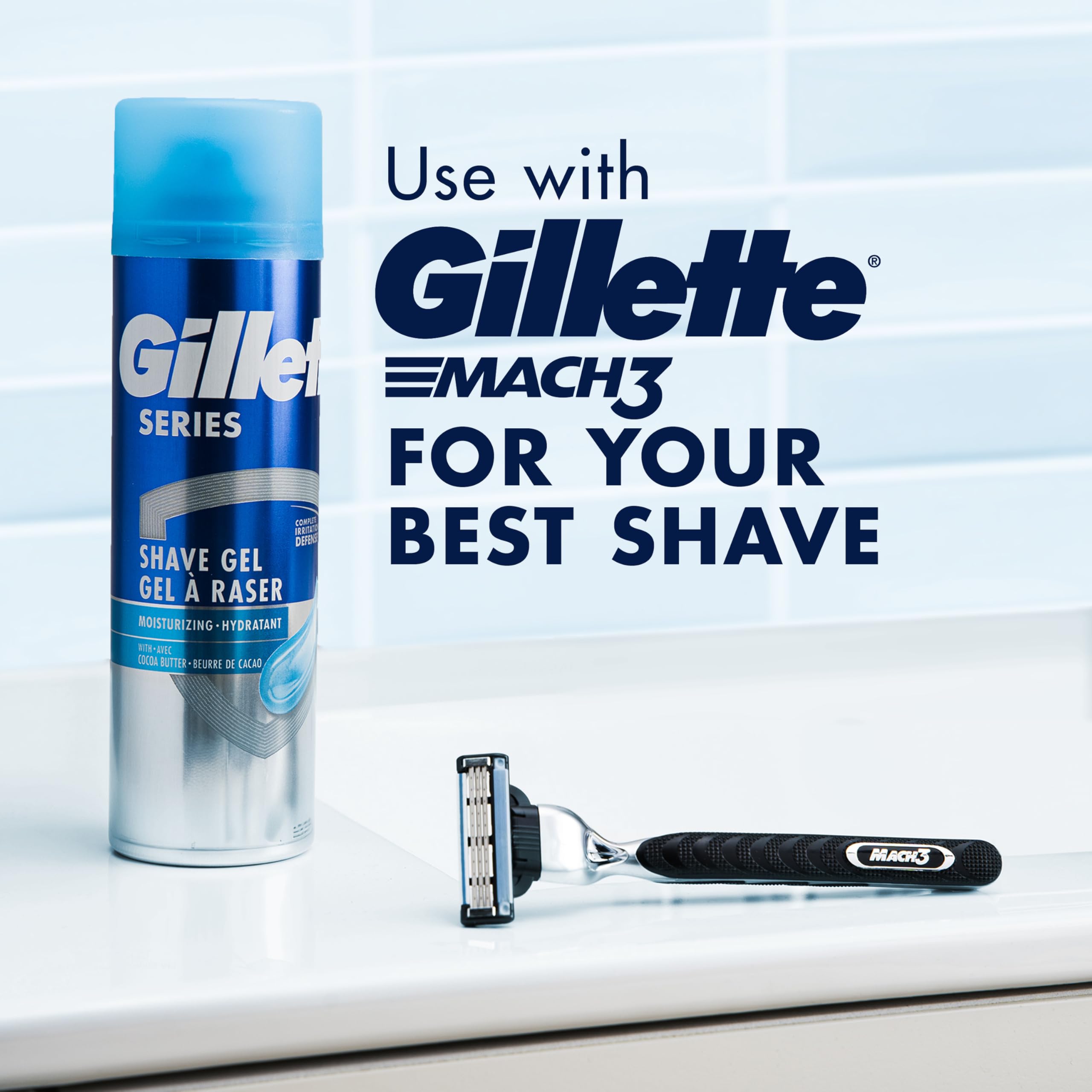 Gillette Series 3X Moisturizing Shave Gel, 6 Count, 7oz Each, Lubrication to Protect Against Irritation, Blue-White, 7 Ounce (Pack of 6)