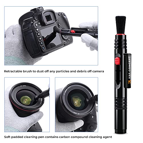 K&F Concept Professional Camera Cleaning Kit for DSLR & Mirrorless Cameras with APS-C & Full-Frame Sensor Cleaning Rods/Lens Cleaner/Gloves/Air Blower/Lens Pen Brush/Microfiber Cloths/Carrying Case