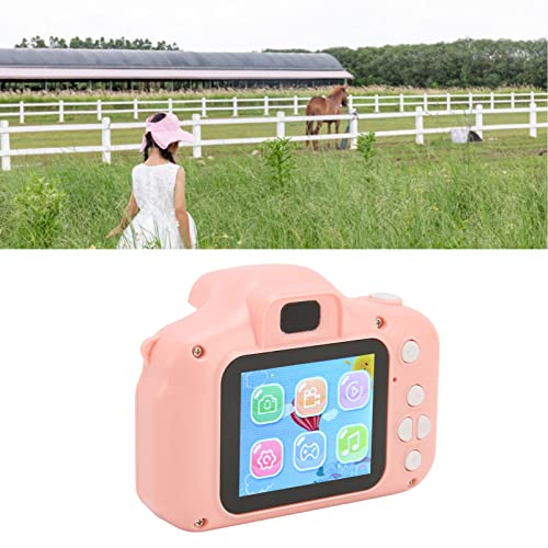 Kids Selfie Camera, Multi Modes Filter Front Rear 8MP Eyeshield Big Screen Christmas Birthday Festival Gift for Children, with Lanyard 32G Memory Card, Pink