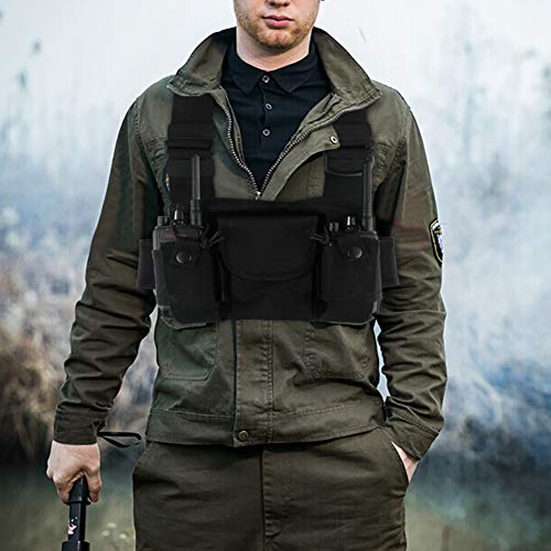 2 Way Radios Harness Chest Case with Front Pouches and Zipper Bag for Universal Walkie Talkies Accessories
