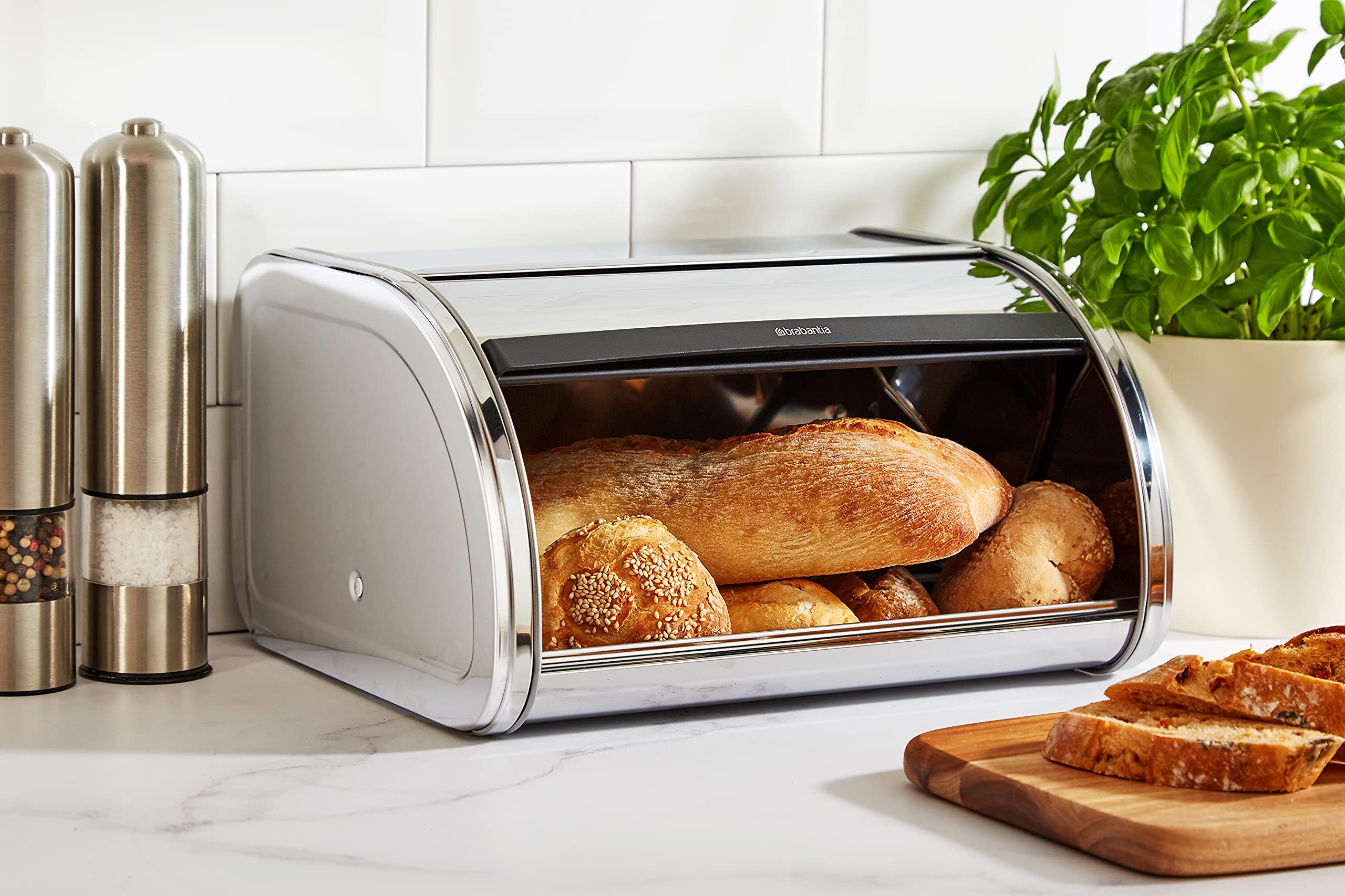 Brabantia 339585 Roll-Top Stainless-Steel Bread Box