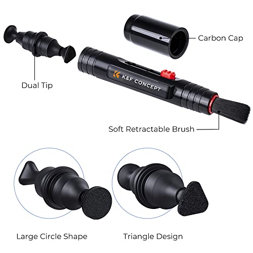 K&F Concept Professional Camera Cleaning Kit for DSLR & Mirrorless Cameras with APS-C & Full-Frame Sensor Cleaning Rods/Lens Cleaner/Gloves/Air Blower/Lens Pen Brush/Microfiber Cloths/Carrying Case