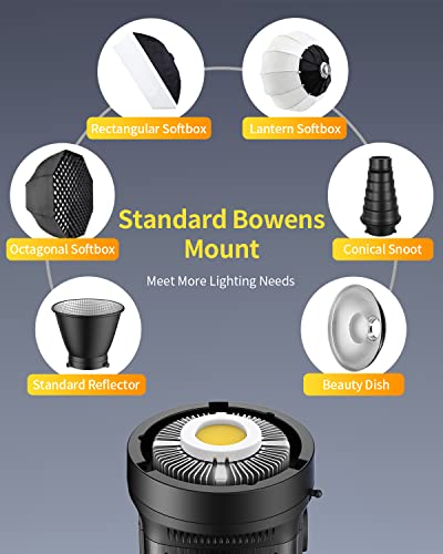 RaLeno 80W LED Studio Video Light, Continuous Lighting with 5600K 7200Lux@1M CRI 95+ Brightness Adjustable, Efficiency Cooling Fan and Bowens Mount, for YouTube Outdoor Video Recording Photography