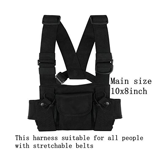 2 Way Radios Harness Chest Case with Front Pouches and Zipper Bag for Universal Walkie Talkies Accessories