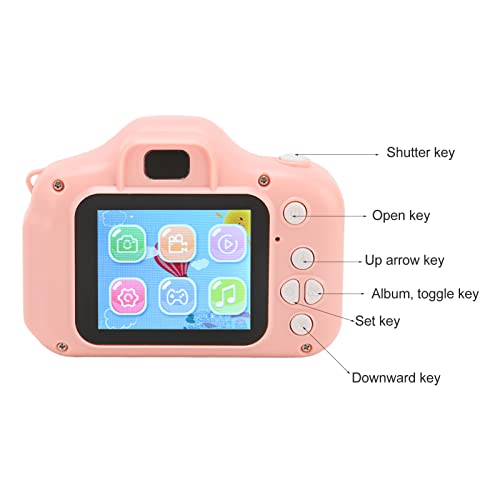 Kids Selfie Camera, Multi Modes Filter Front Rear 8MP Eyeshield Big Screen Christmas Birthday Festival Gift for Children, with Lanyard 32G Memory Card, Pink